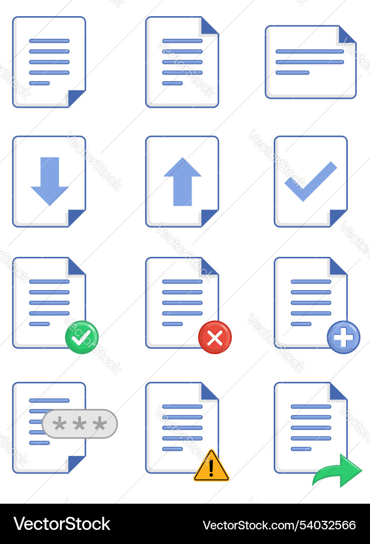 File office paperwork document technology set Vector Image