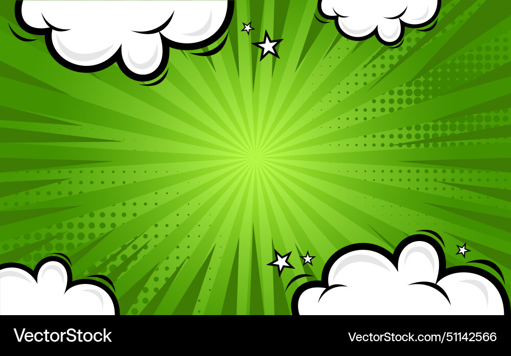 Green comic cartoon background design template Vector Image