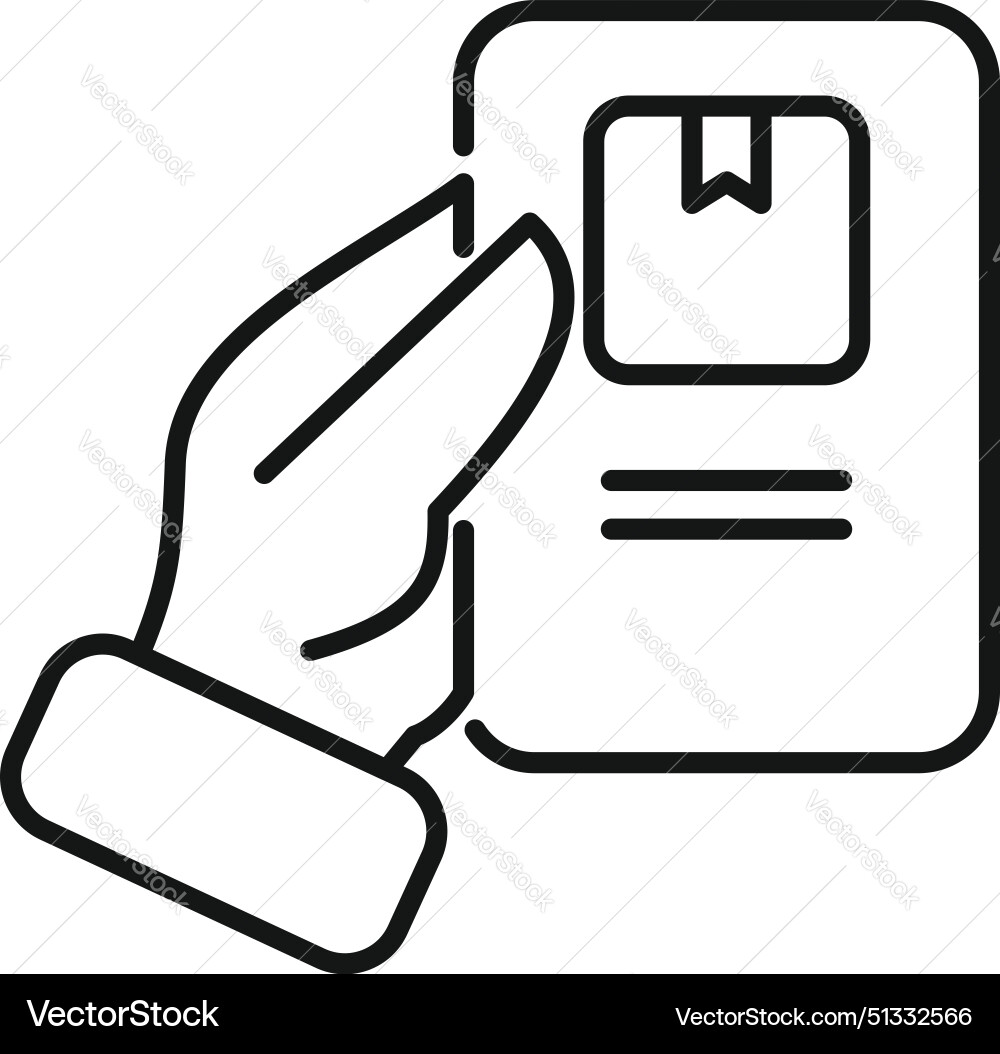 Hand holding delivery package icon line art Vector Image