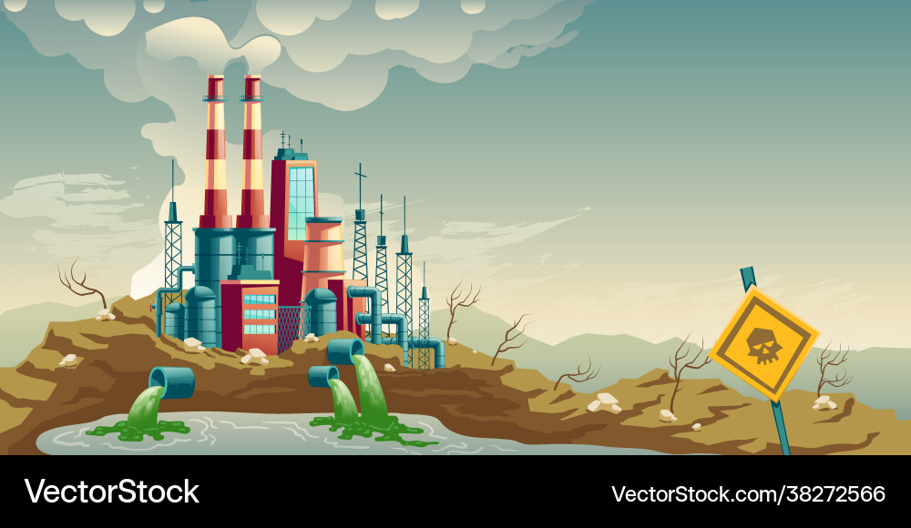 Industrial pollution environment cartoon Vector Image