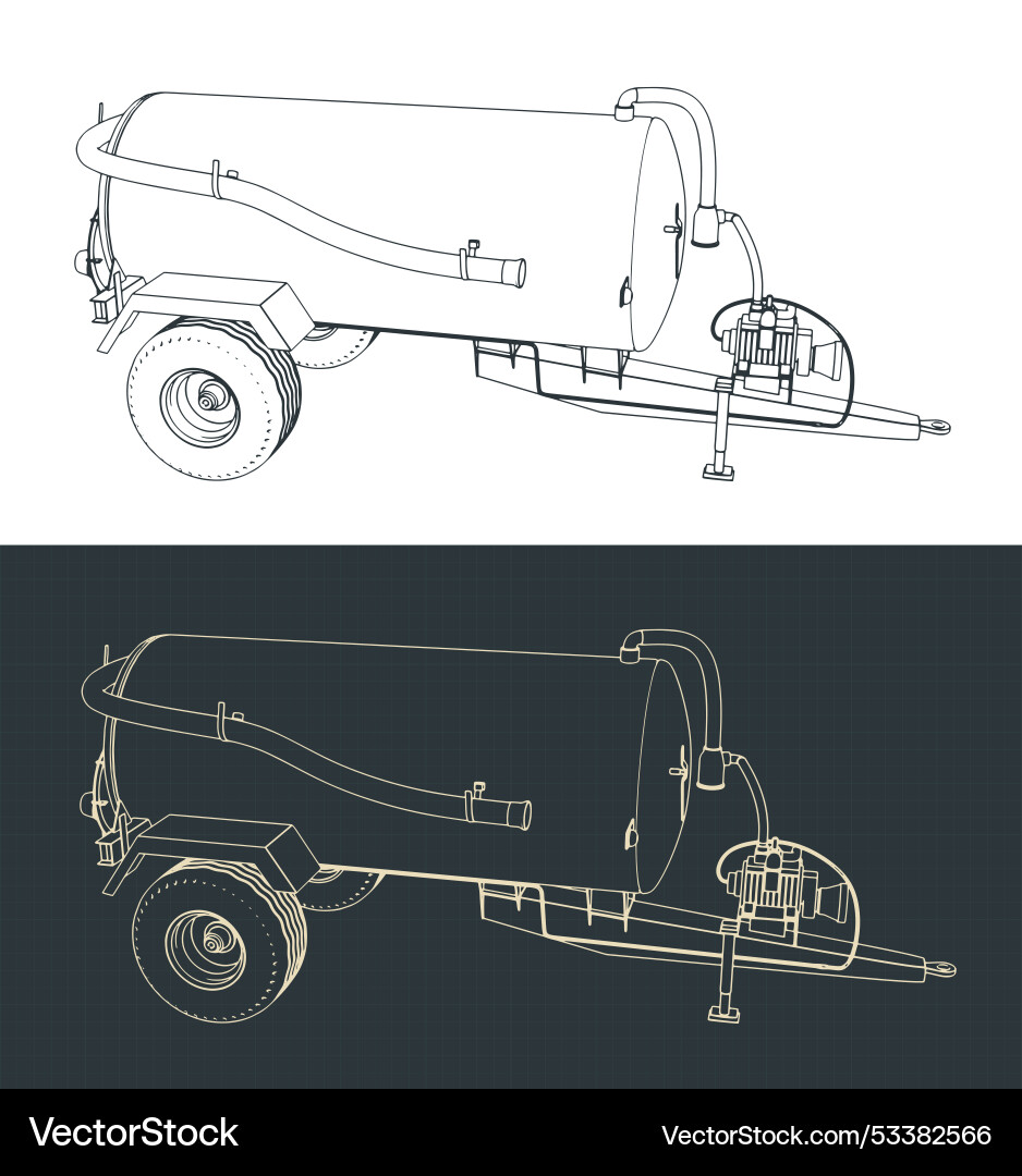 Liquid manure spreader blueprints Royalty Free Vector Image