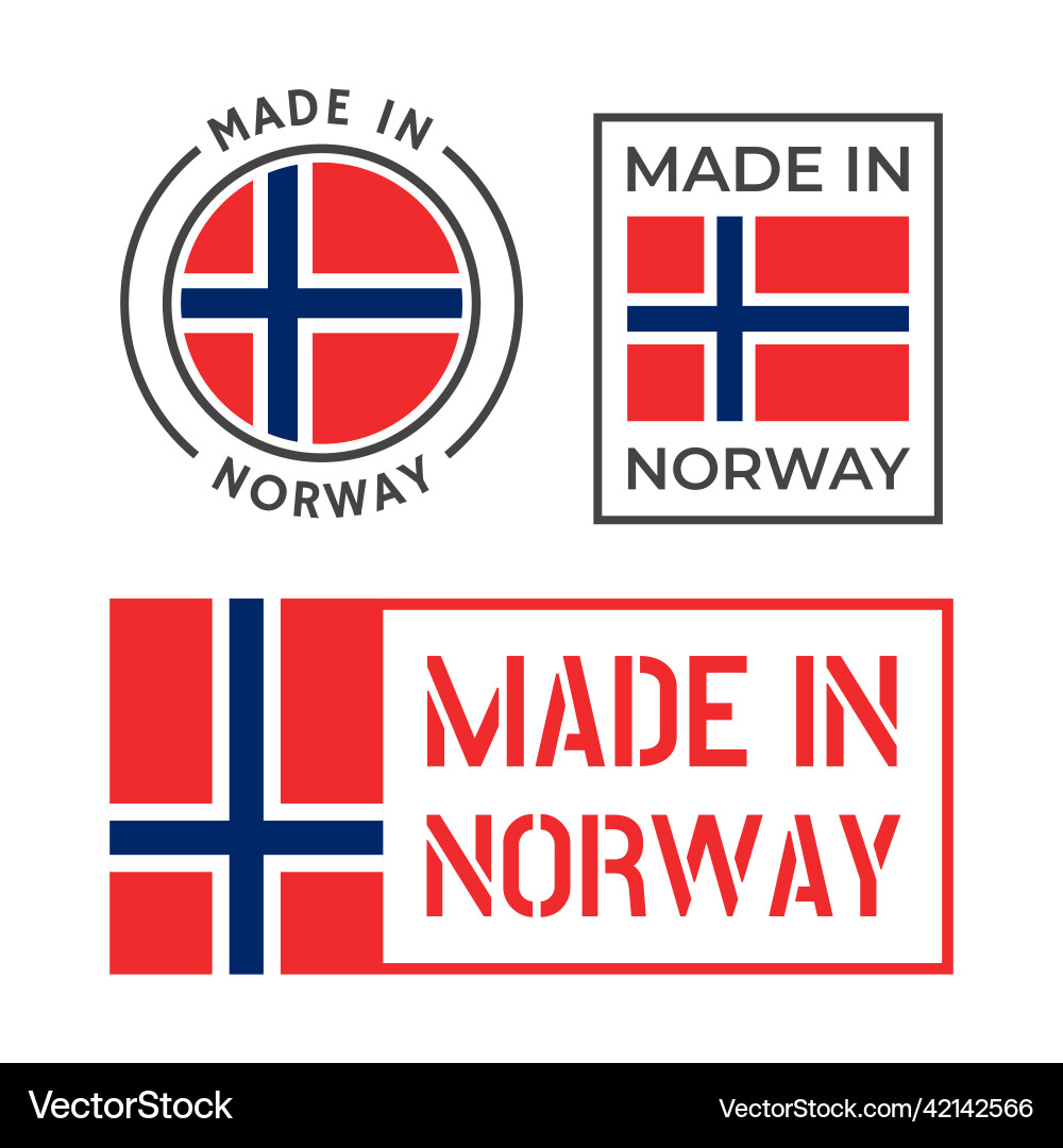 Made in norway labels set kingdom Royalty Free Vector Image
