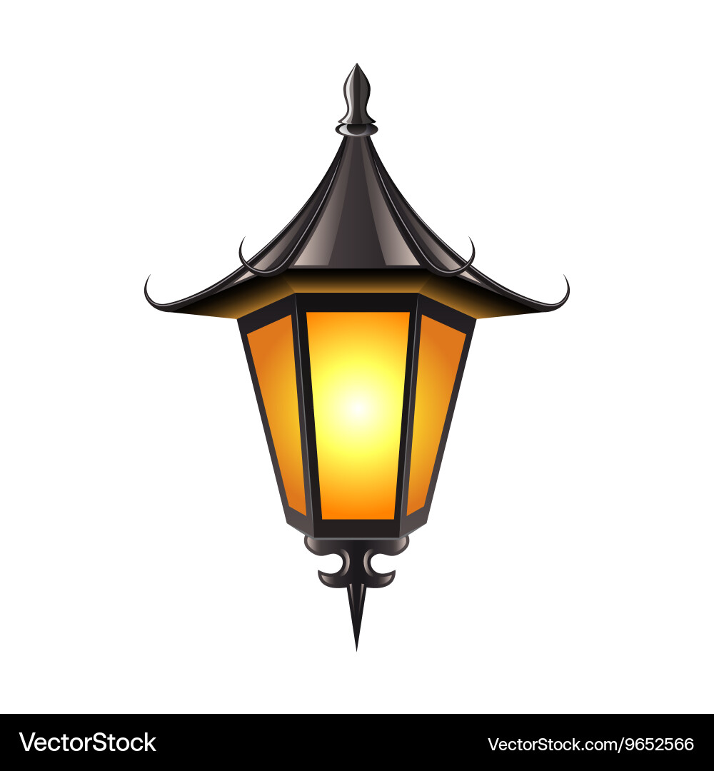 Medieval lamp isolated on white Royalty Free Vector Image