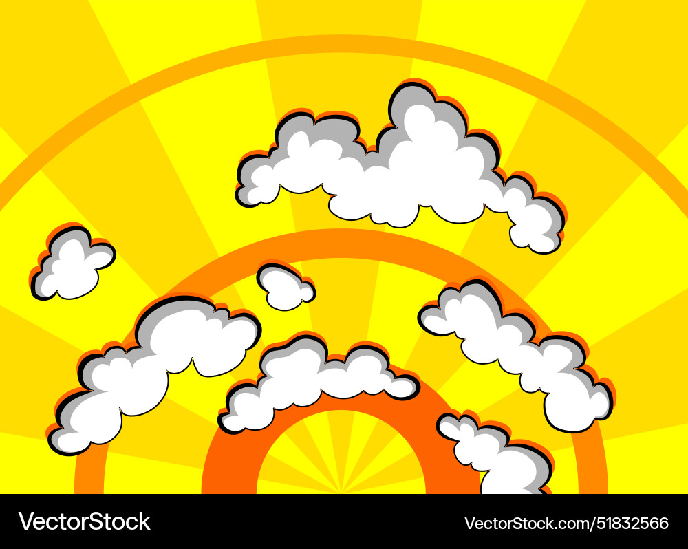 Sunset comic background bright pop art Royalty Free Vector