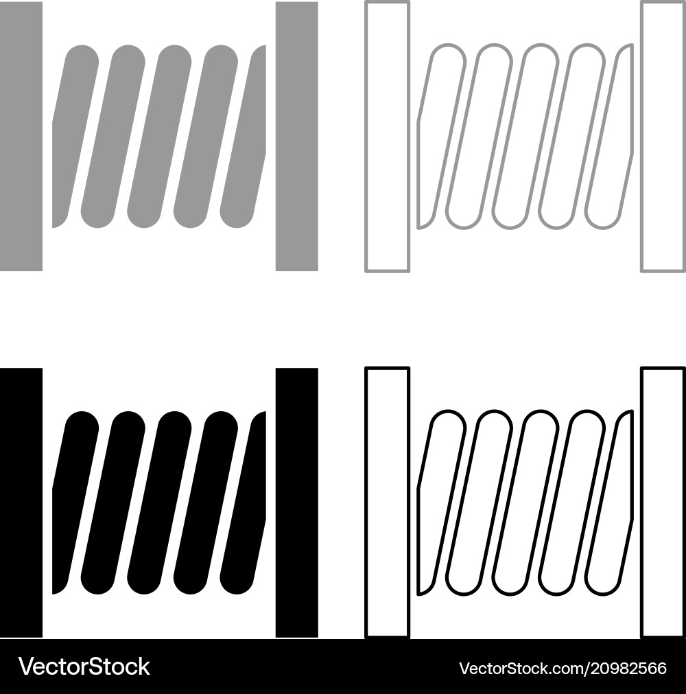 Wire Coil Icon Set - Grey and Black Royalty Free Vector