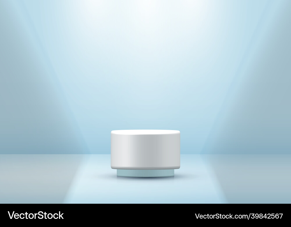 3d weißer Zylinder Sockel in weich blau leer Vektorbild