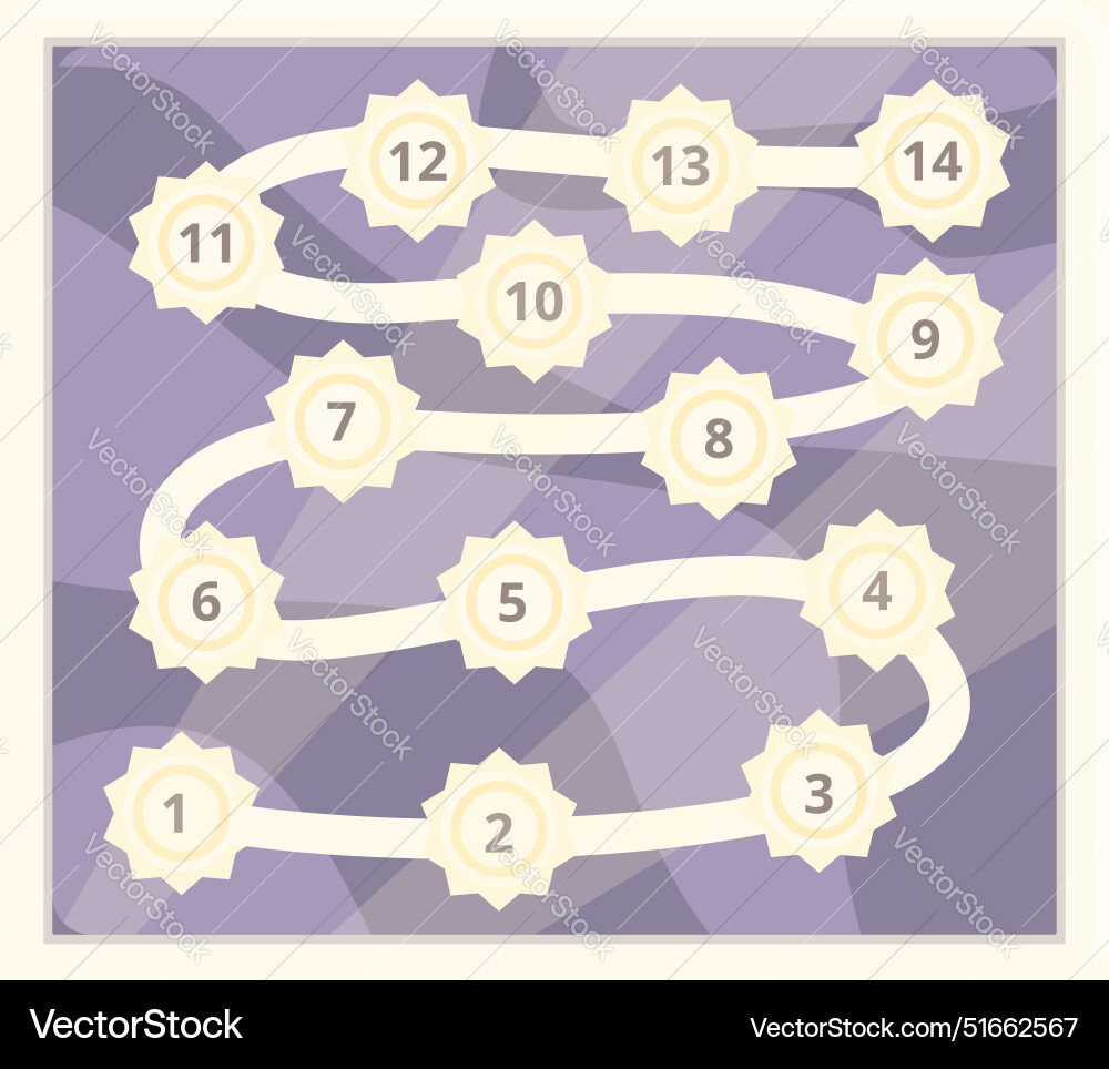 Board game template with numbered winding path Vector Image