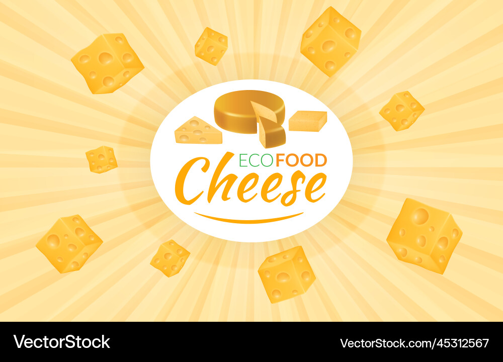 Cheddar cheese logo emmental frame realistic Vector Image