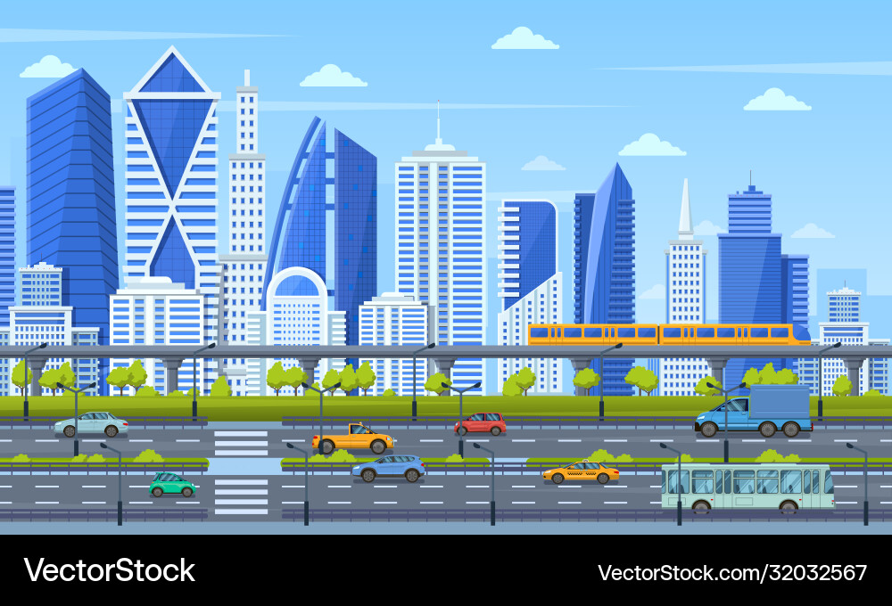 Cityscape infrastructure modern city architecture Vector Image