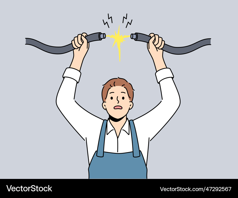 Electrician connect cables Royalty Free Vector Image