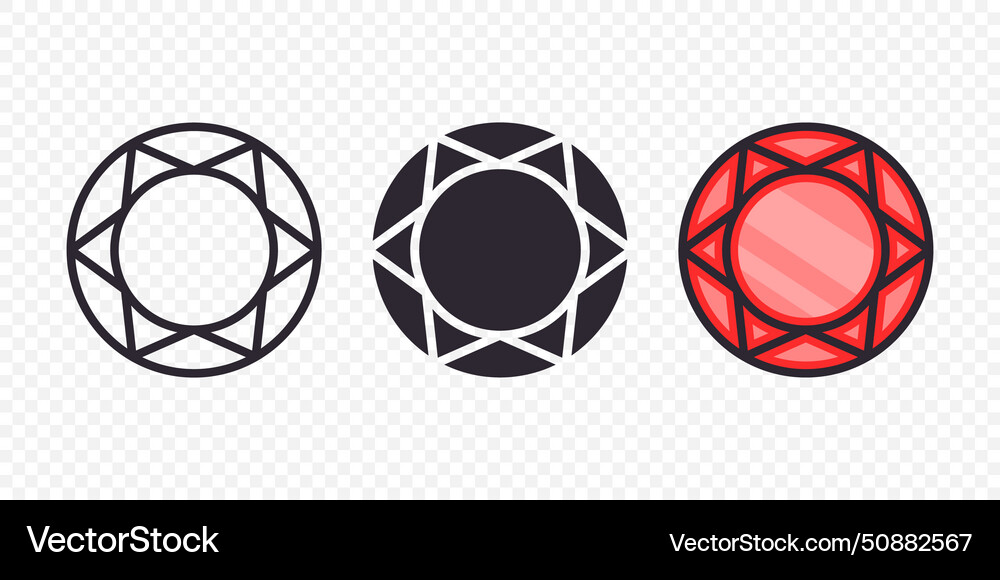 Flat simple minimalistic gemstone icons set Vector Image