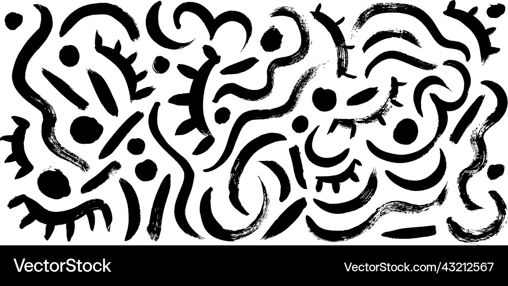 Hand drawn curved scribble lines set Royalty Free Vector