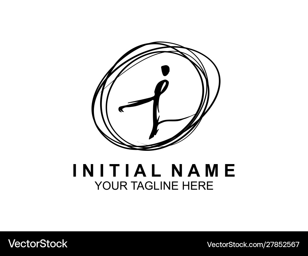 Handwriting logo initial i signature elegant Vector Image