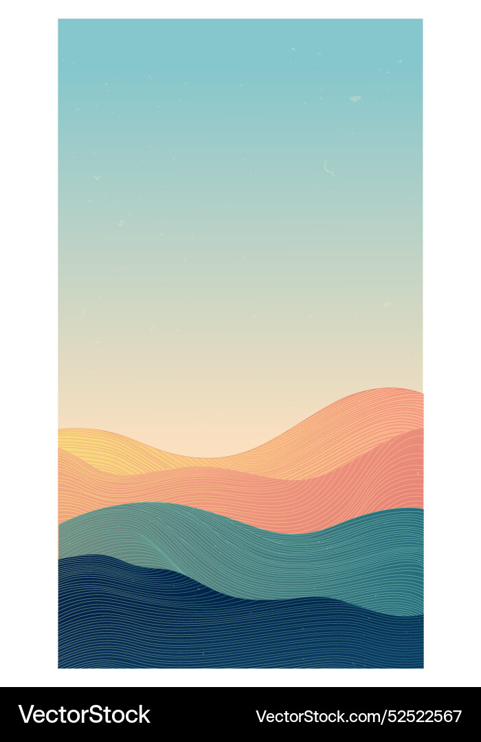 Japanese pattern ocean waves and blue sky Vector Image