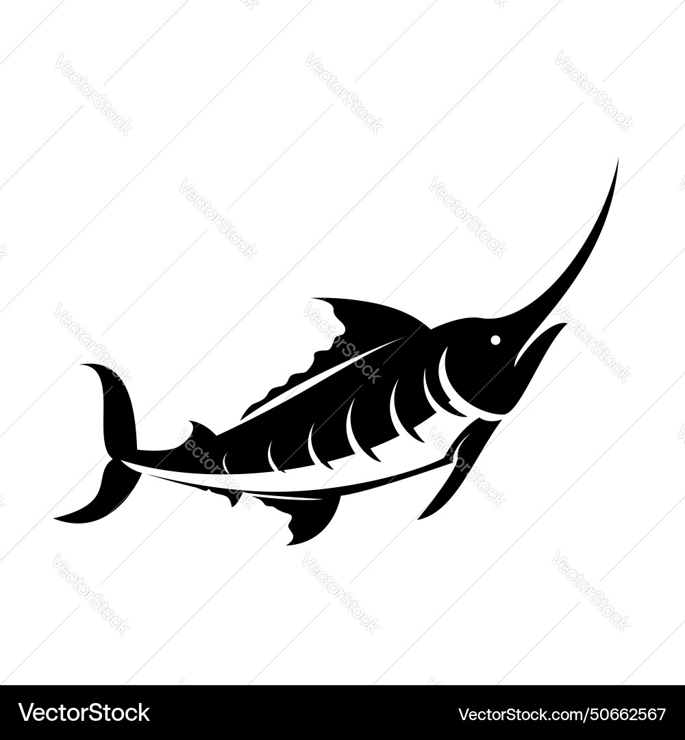 Marlin fish silhouette logo icon design Royalty Free Vector