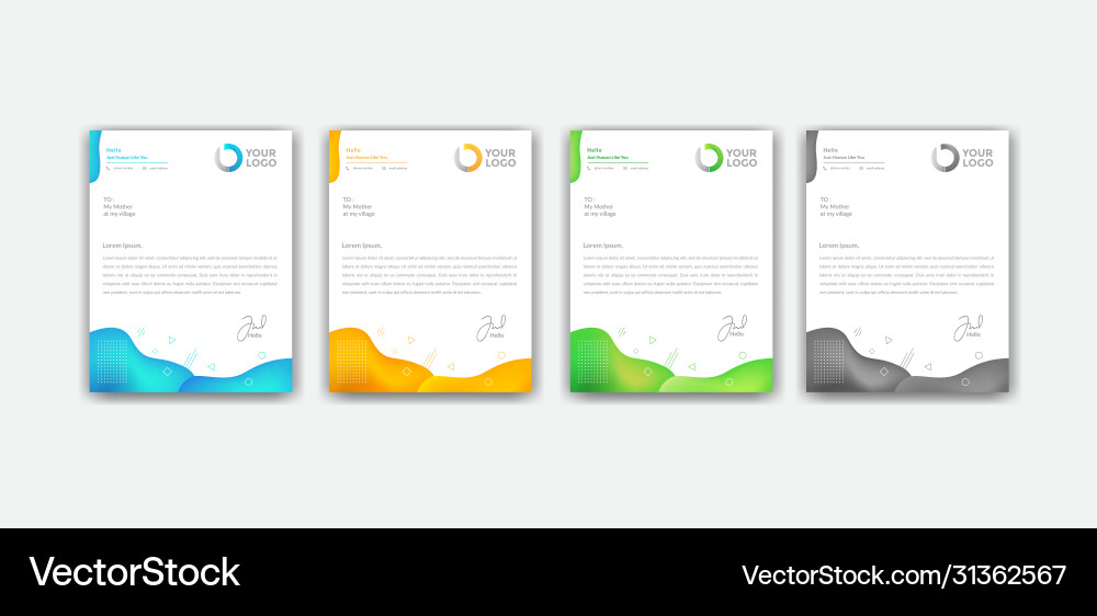 Modern colorful liquid style letterhead design Vector Image