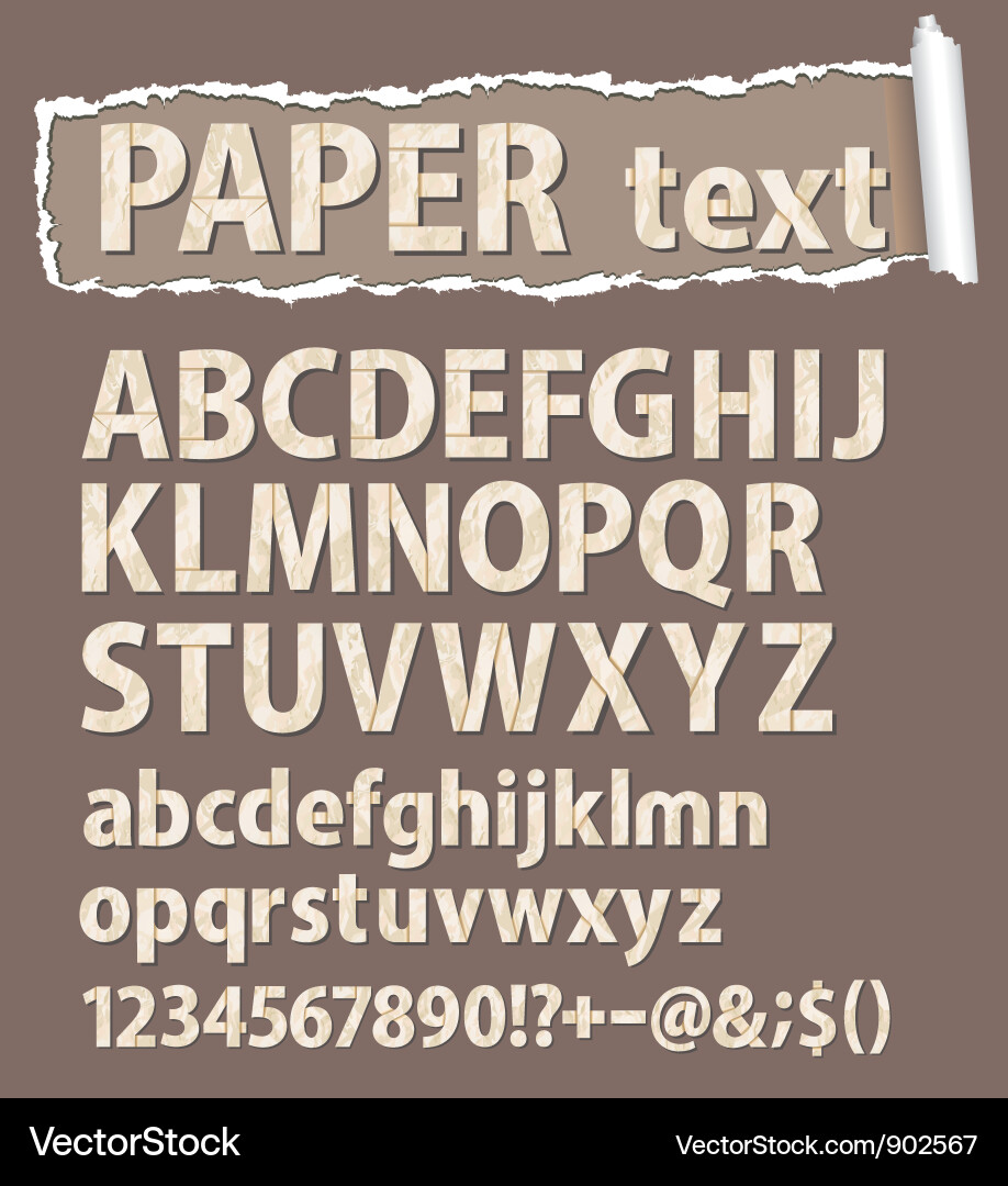 Paper font letters numbers and orthograph Vector Image