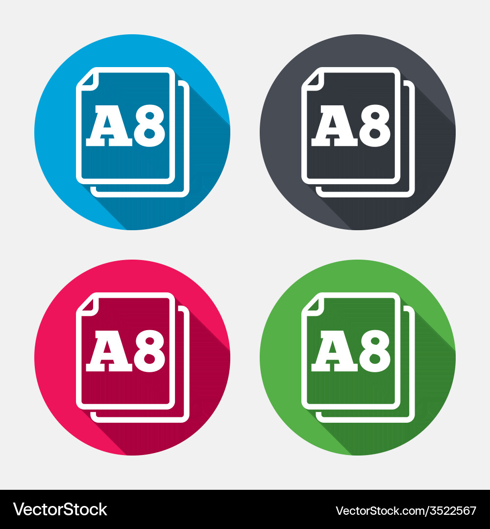 Paper size a8 standard icon document symbol Vector Image