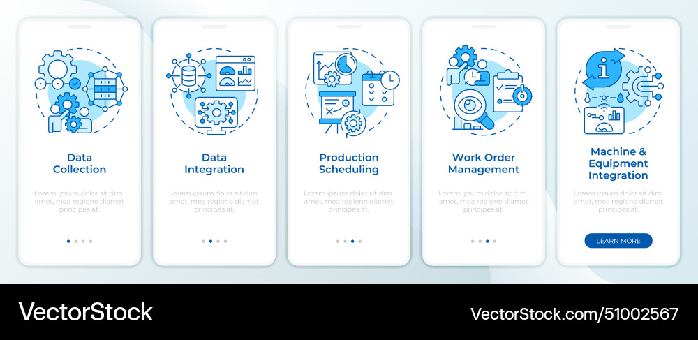 Production optimization blue onboarding mobile Vector Image