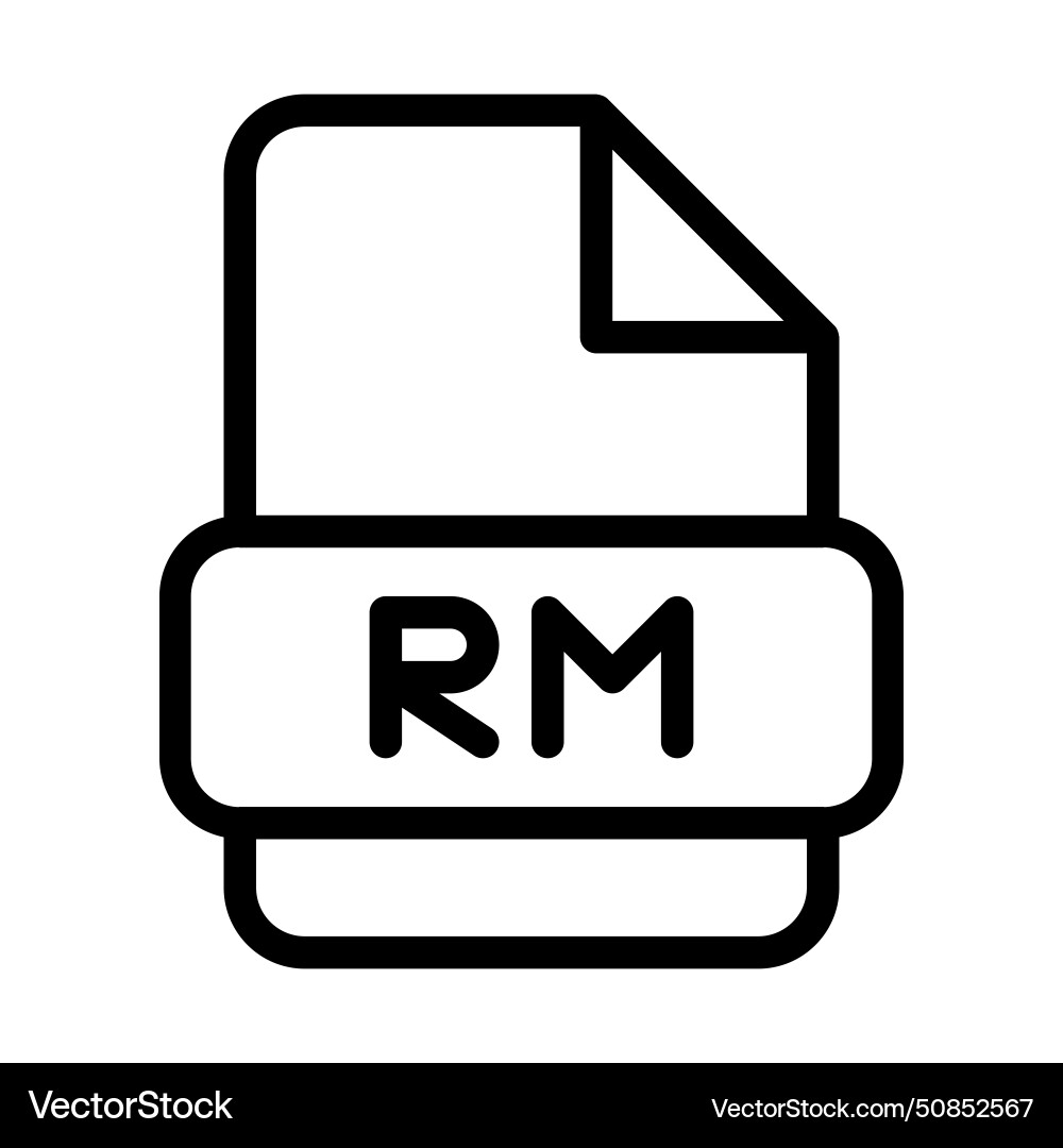 Rm file icon type files sign outline symbol Vector Image
