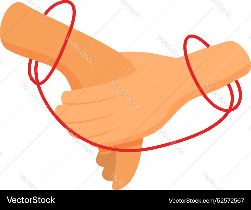 Two hands holding each other connected with red Vector Image