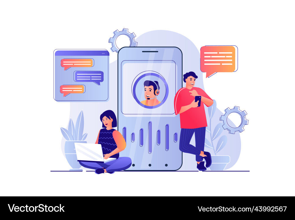 Virtual assistant concept with people scene Vector Image
