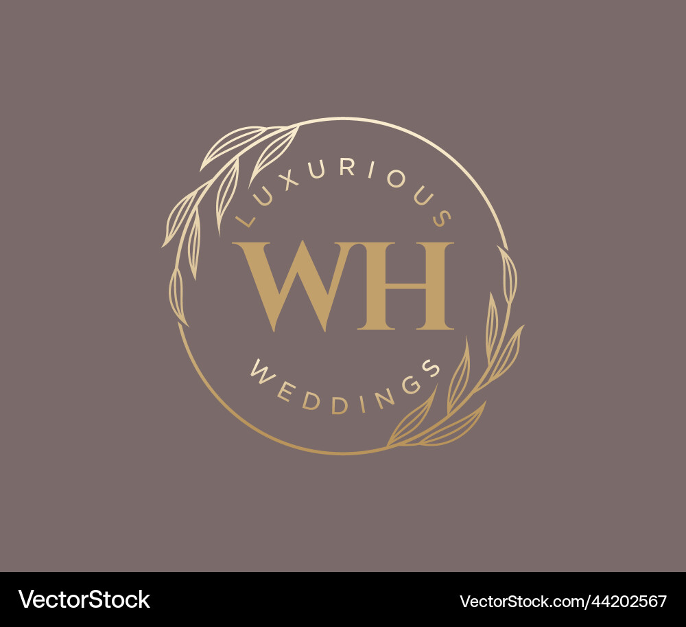Wh initials letter wedding monogram logos Vector Image