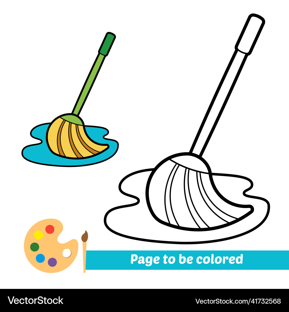 Coloring book for kids mop Royalty Free Vector Image