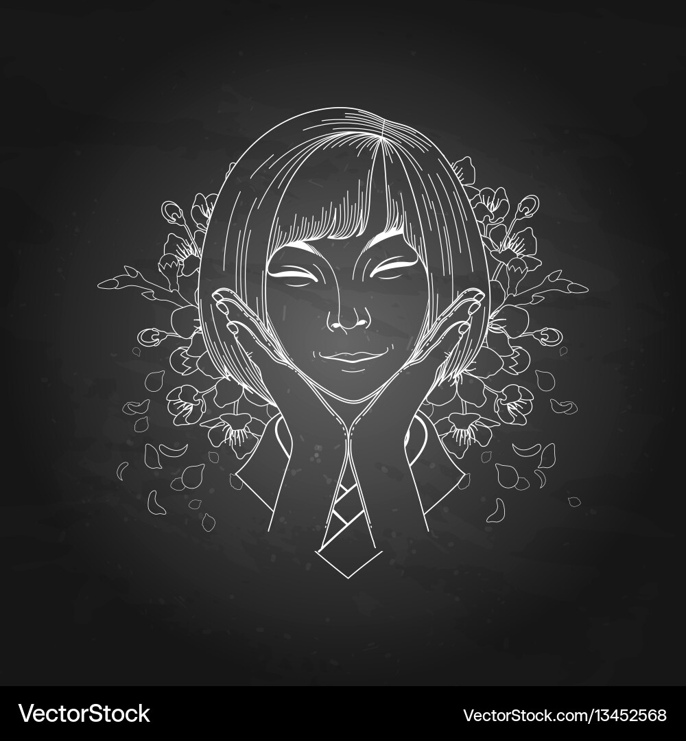 Cute asian girl Royalty Free Vector Image - VectorStock