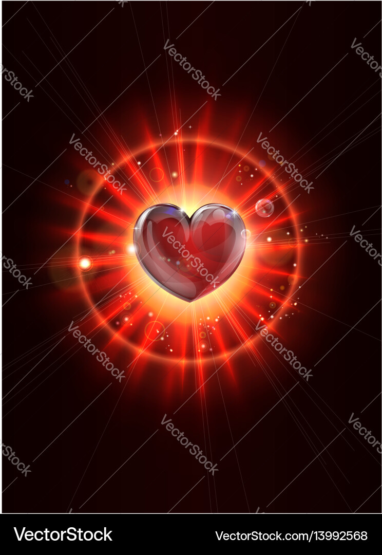 Dynamic light rays heart Royalty Free Vector Image