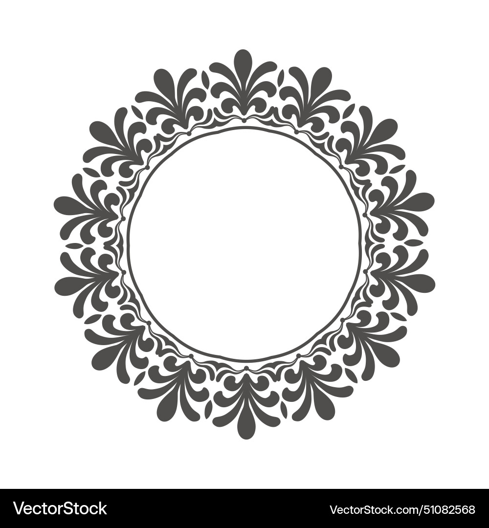 Elegant grey floral frame on white background Vector Image