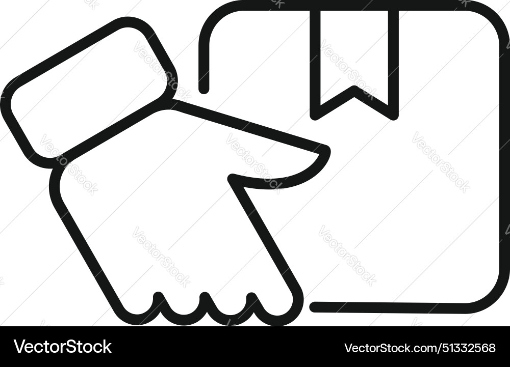 Hand hovering over book icon line art Royalty Free Vector
