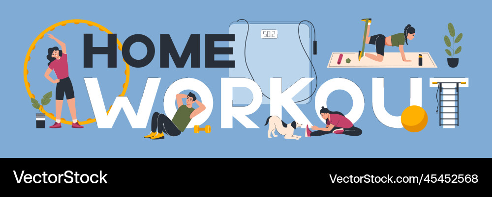 Home workout text composition Royalty Free Vector Image