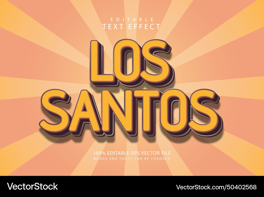 Los santos editable text effect 3 dimension Vector Image