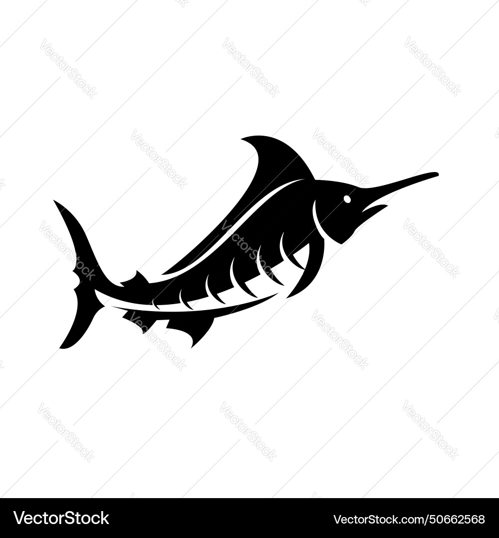Marlin fish silhouette logo icon design Royalty Free Vector