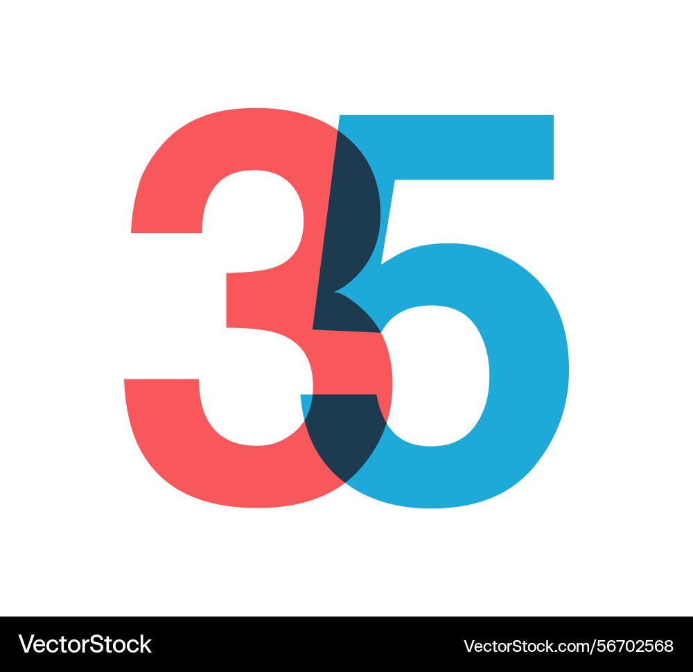 Overlapping red and blue 35 digits Royalty Free Vector Image