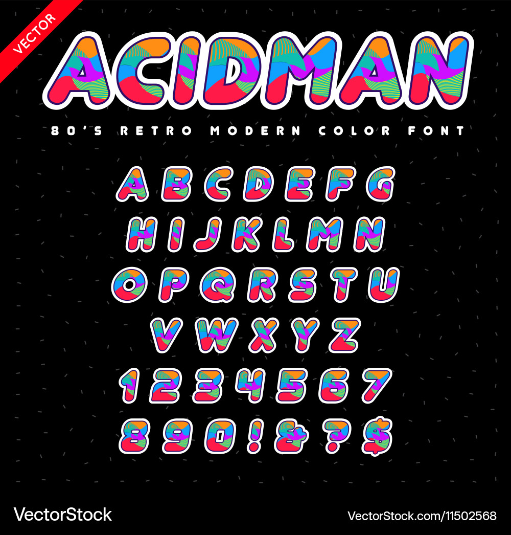 Retro 80s & 90s Font Collection Royalty Free Vector