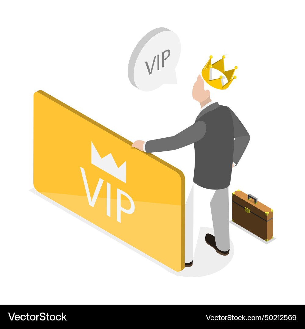 3d isometric flat of vip Royalty Free Vector Image