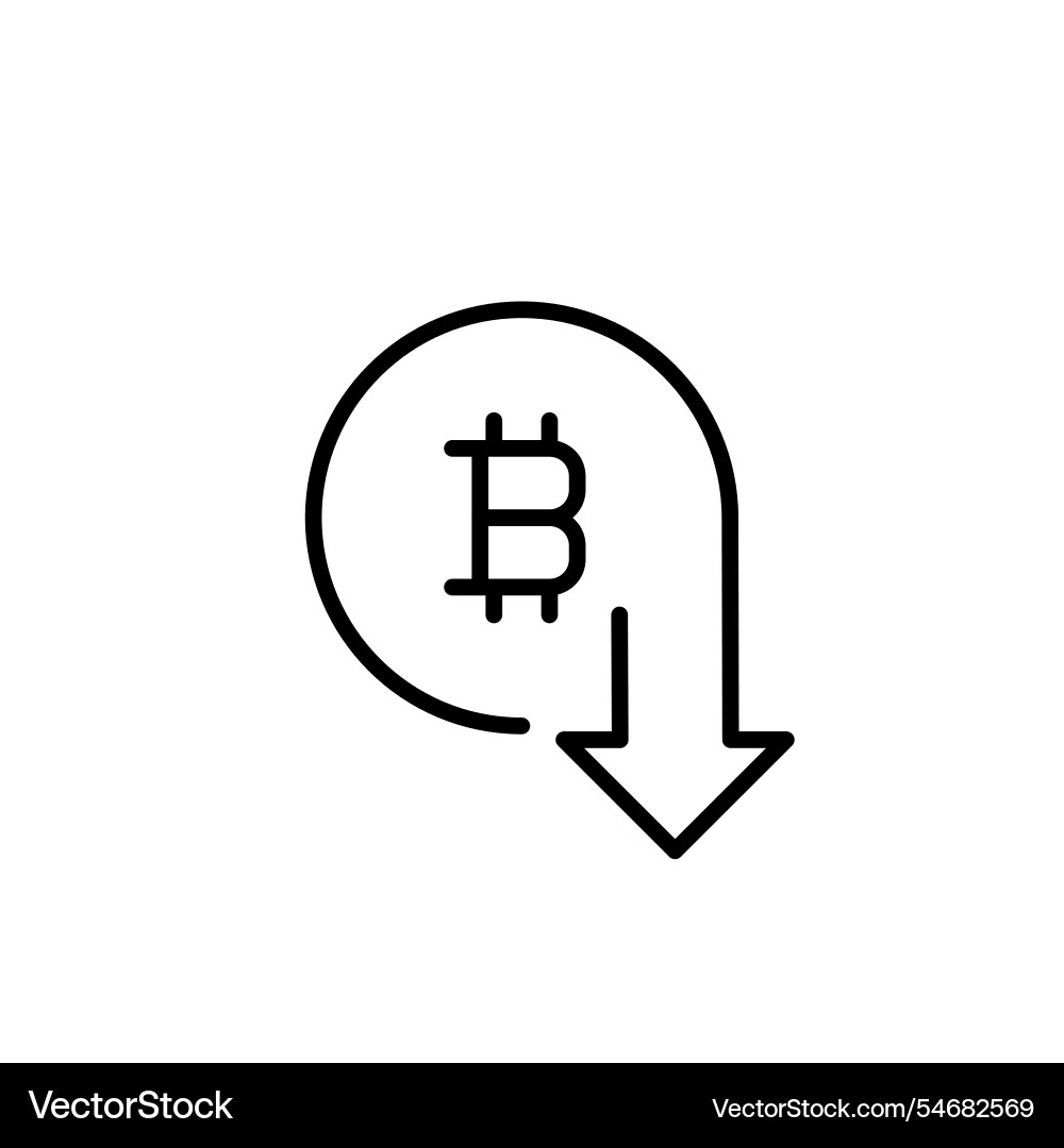 Bitcoin symbol and arrow down wallet top up Vector Image