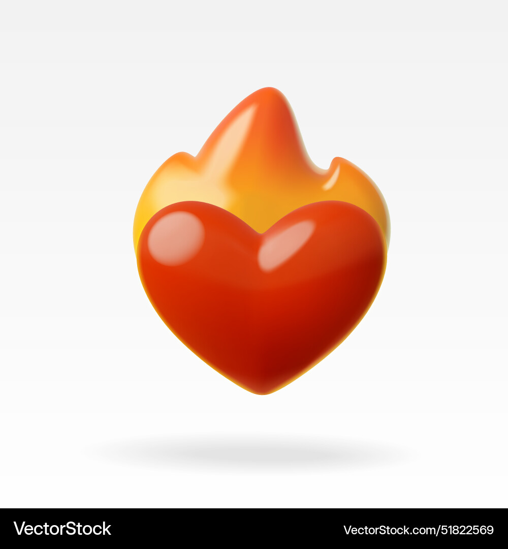 Fire red heart emoji 3d Royalty Free Vector Image