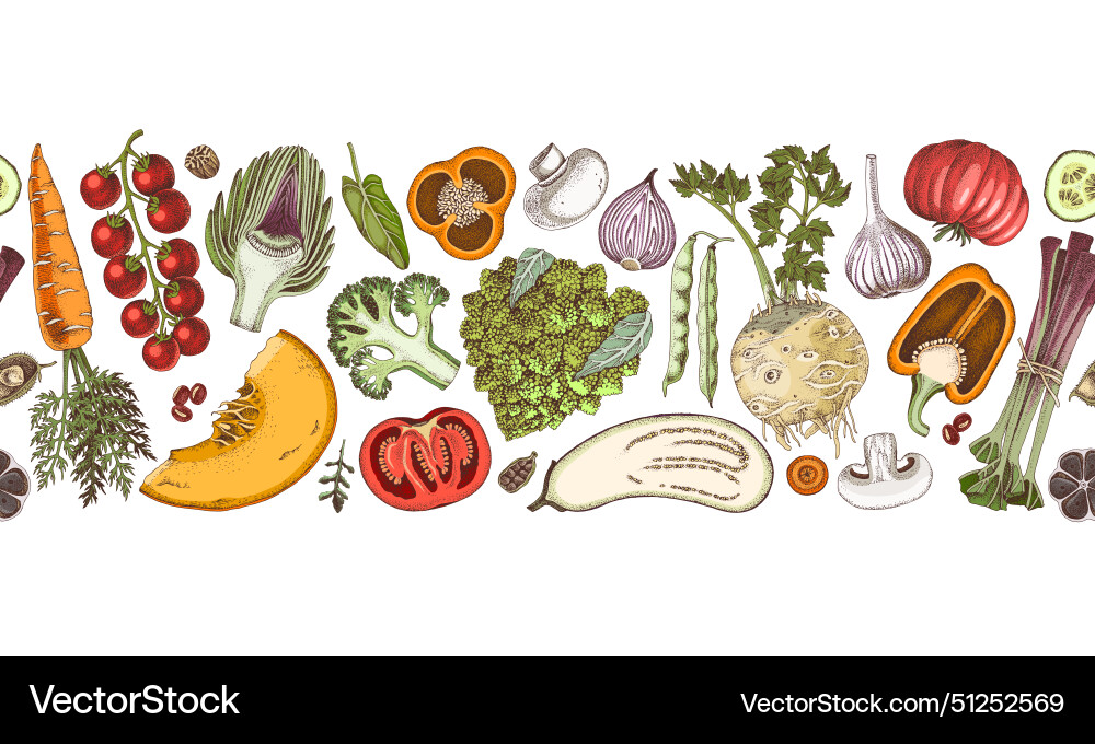 Fresh vegetables hand drawn collection Royalty Free Vector