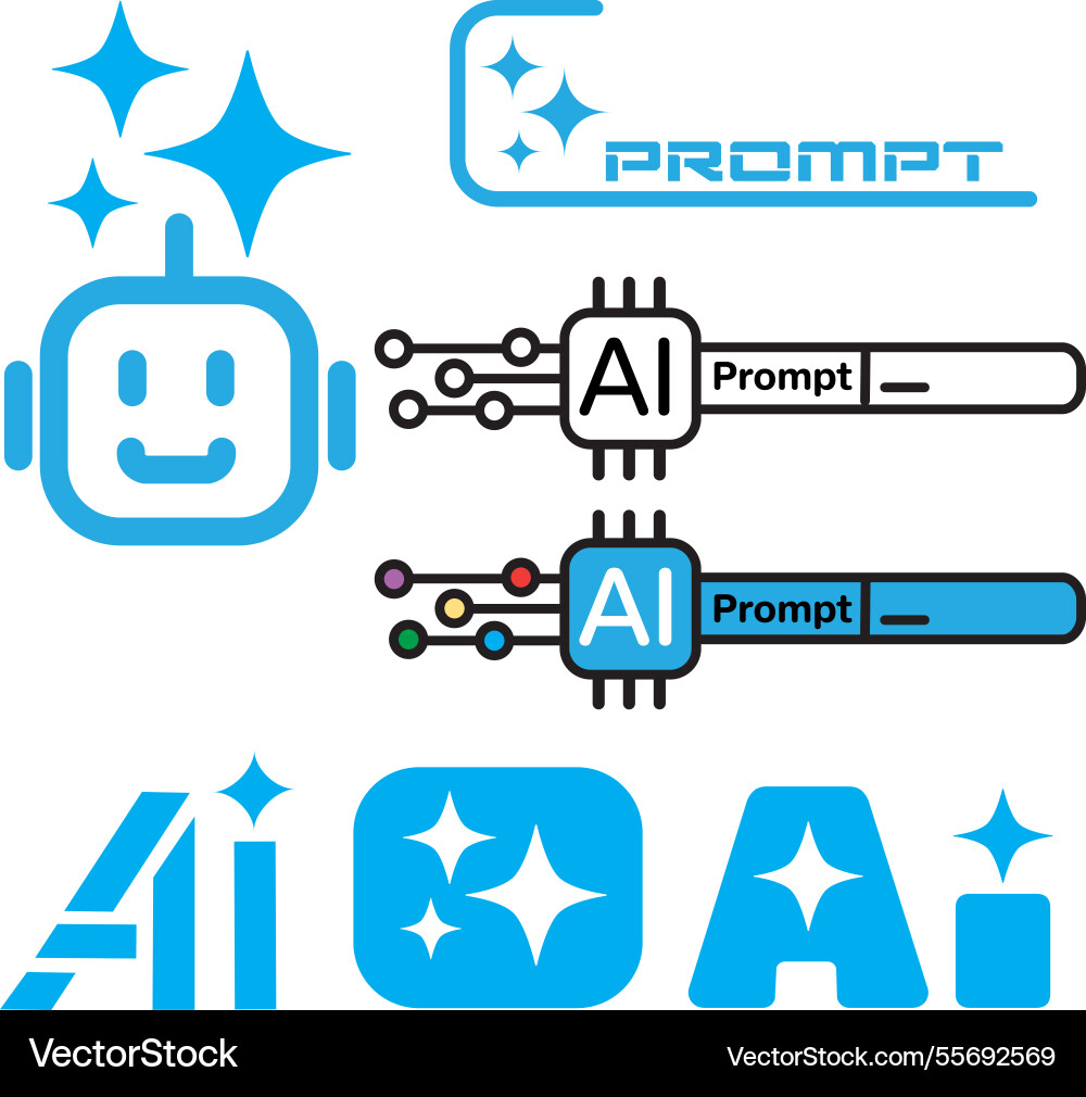 Generative ai prompt icon symbols set Royalty Free Vector
