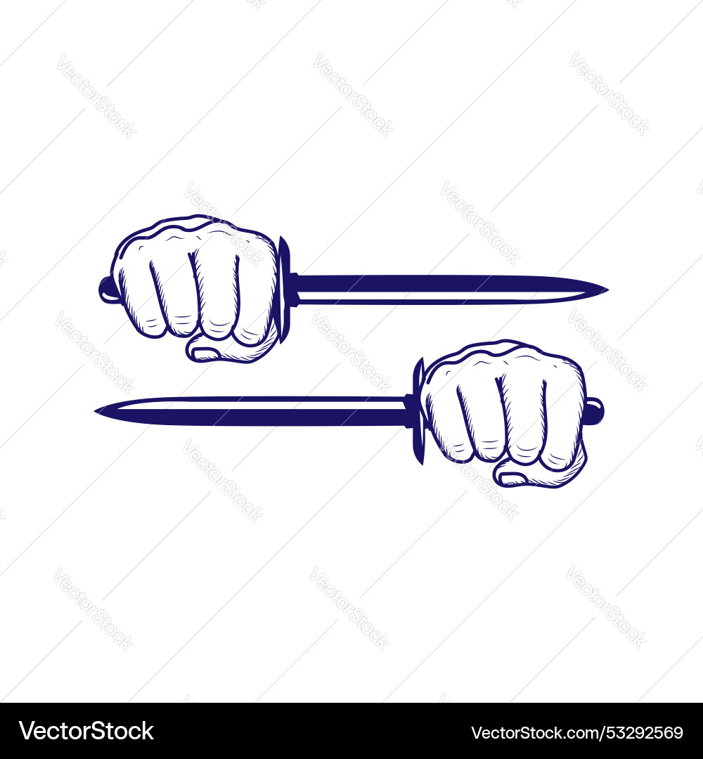 Hand drawn sketch hold dagger knife sword Vector Image