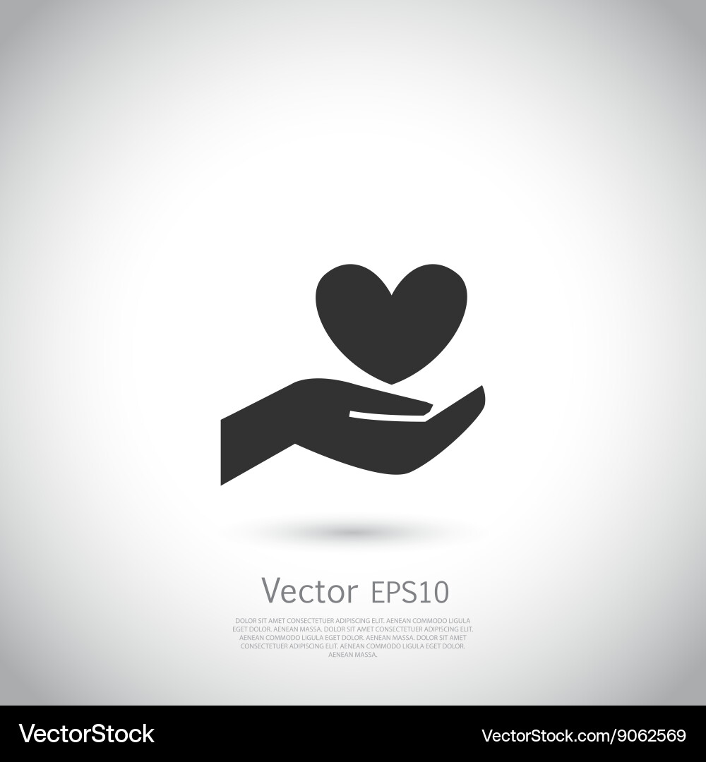 Heart Support Symbol - Helping Hand Icon Vector Image