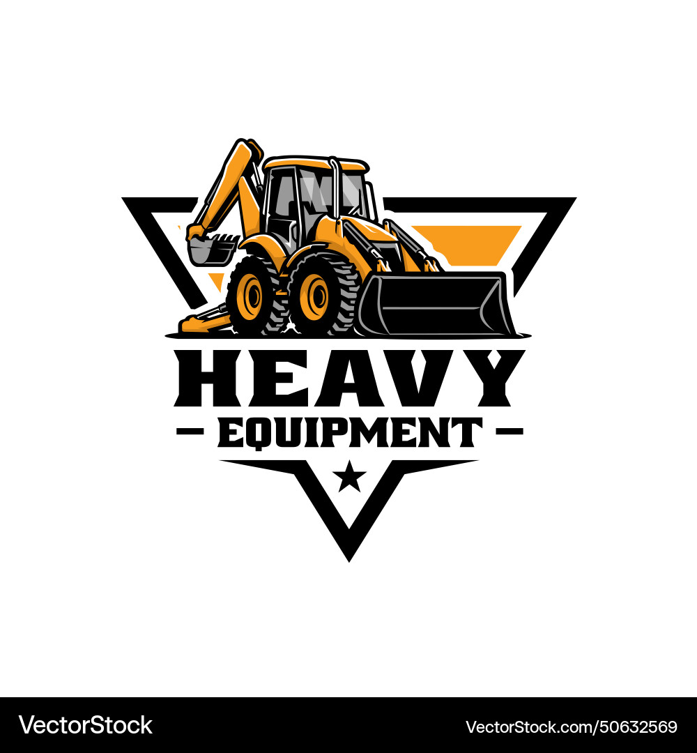 Heavy equipment backhoe loader bulldozer logo Vector Image