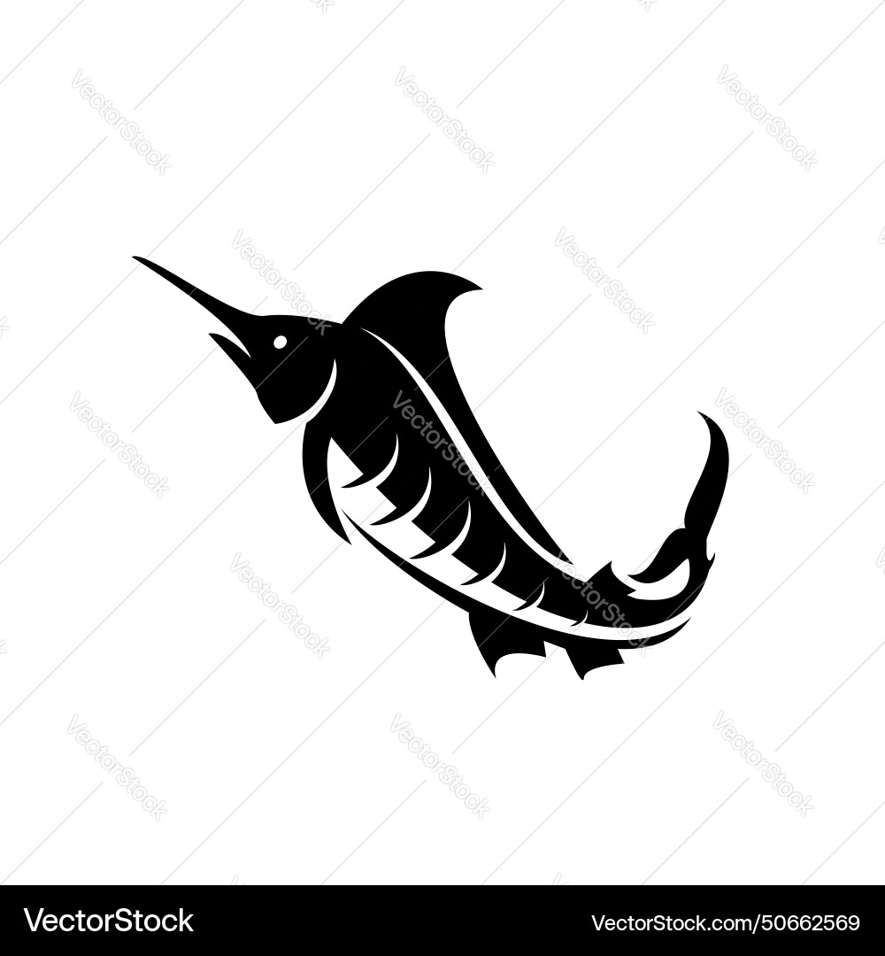 Marlin fish silhouette logo icon design Royalty Free Vector