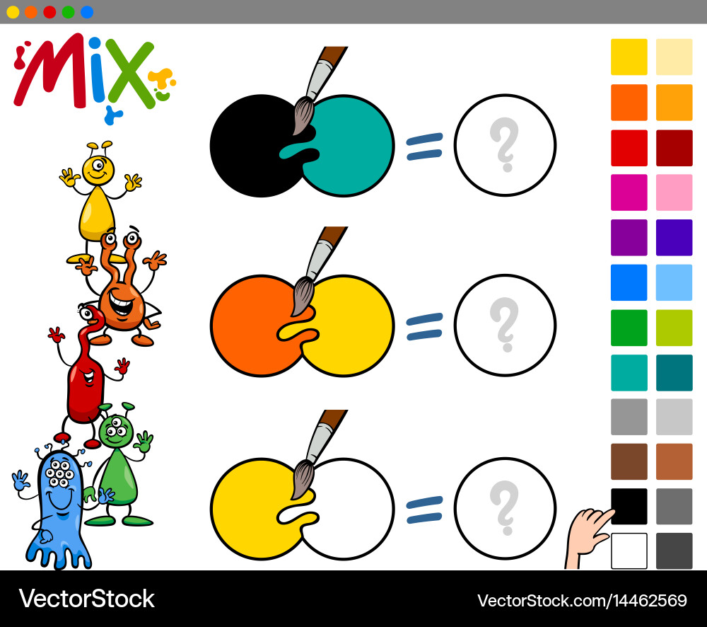 Mix colors game for children Royalty Free Vector Image
