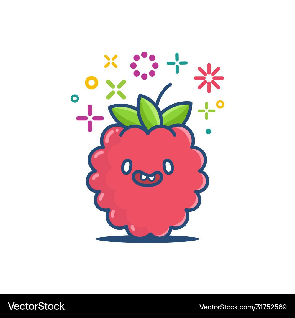 Raspberry kawaii emoticon cartoon Royalty Free Vector Image