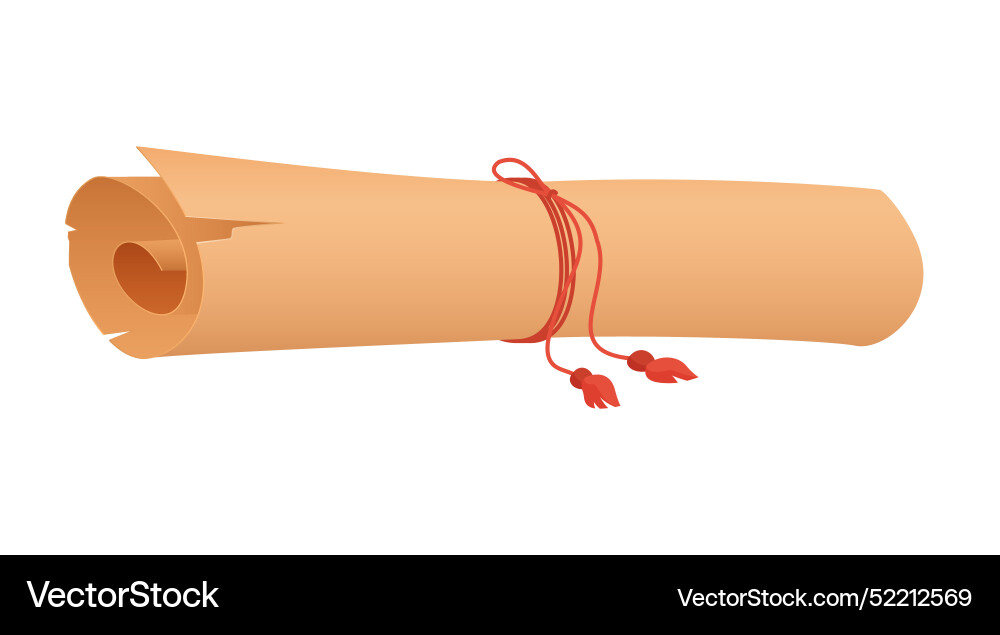 Rolled up manuscript antique scroll tied with red Vector Image