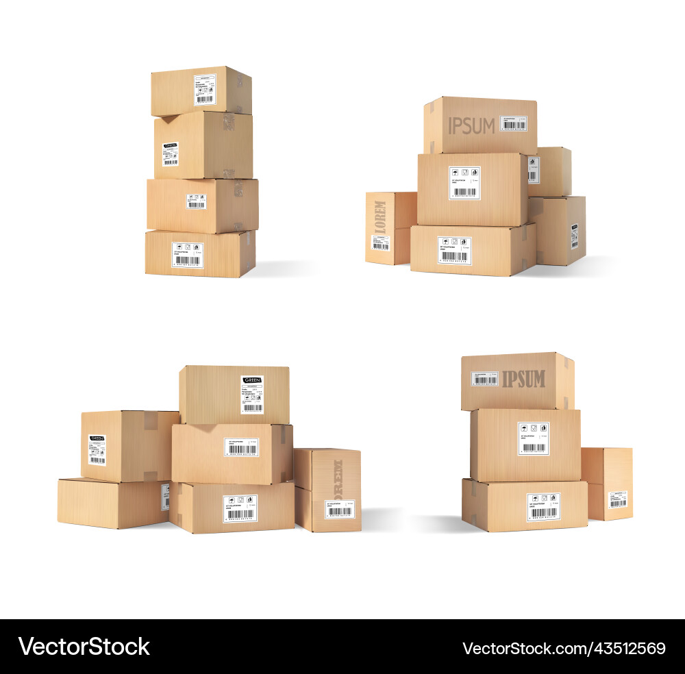 Set cardboard boxes Royalty Free Vector Image - VectorStock